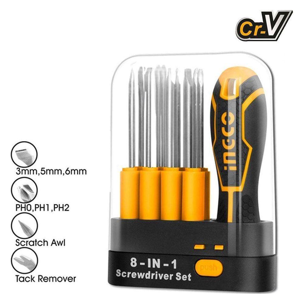 Ingco AKISD0901 Interchangeable Screwdriver 9Pcs Set