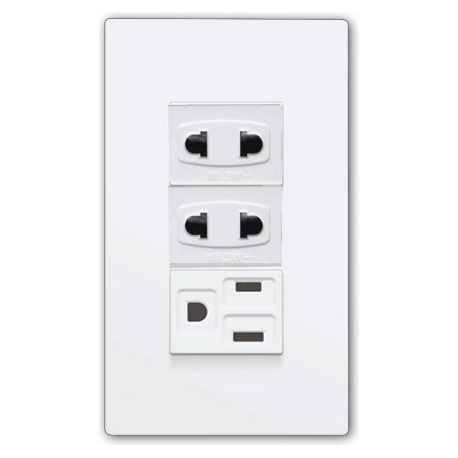 Powerhouse Electric 3 Gang Plate w/ Duplex Universal Outlet w/ Ground ...