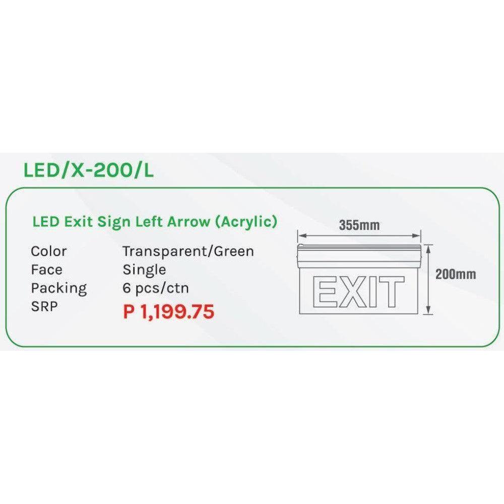 Omni LED X-200 L Exit Sign Left Arrow (Acrylic)
